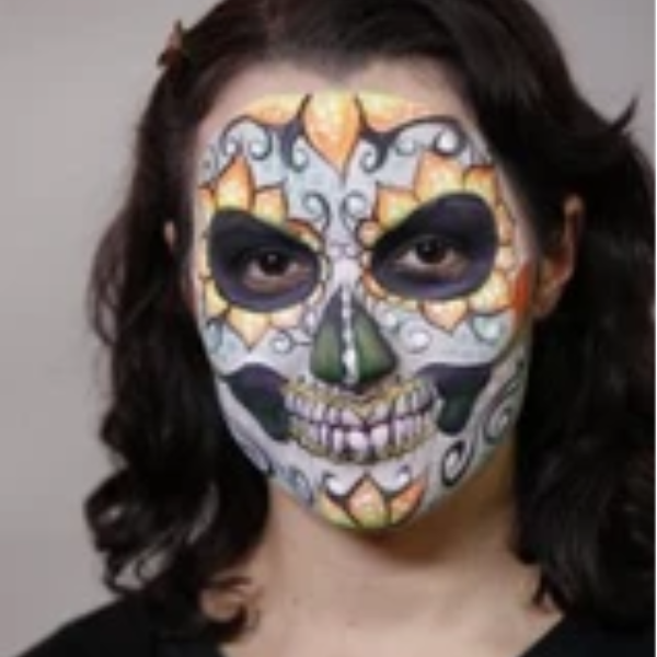 Neon Sugar Skull Face Paint Design Video Tutorial by Athena Zhe ...