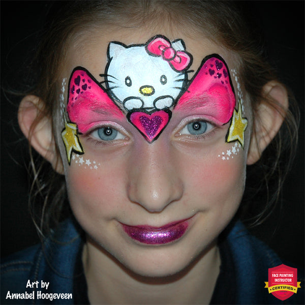 Cute Hello Kitty Face Paint Design by Annabel Hoogeveen - Facepaint.com