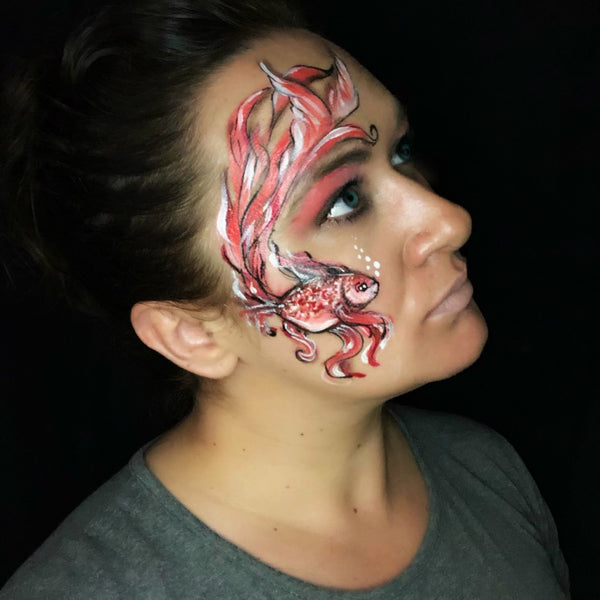 "Vivid Coral" Fish Face Paint - Pantone Color of 2019 - Facepaint.com