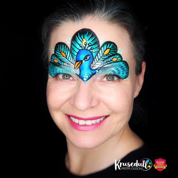 Peacock Forehead Design by Kristin Olsson - Facepaint.com