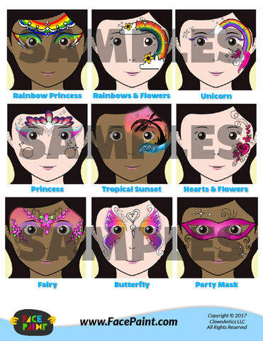 Colorful Face Painting Designs Menu - Girls: Facepaint.com