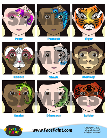 Colorful Face Painting Designs Menu - Girls: Facepaint.com