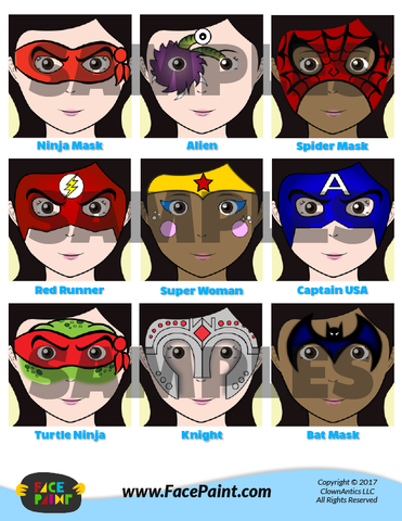 Colorful Face Painting Designs Menu - Girls: Facepaint.com