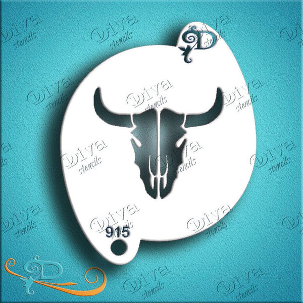 Diva Face Painting Stencil - Cow Skull: FacePaint.com - Facepaint.com