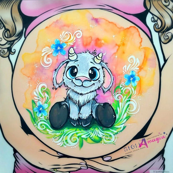 Pregnant Belly Designs Practice Boards | Sparkling Faces | Light Skin ...