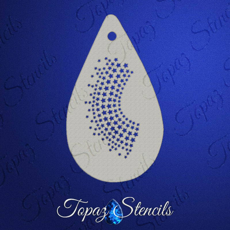 Topaz Face Painting Stencil - Halftone Stars Crescent Eye | Facepaint.com